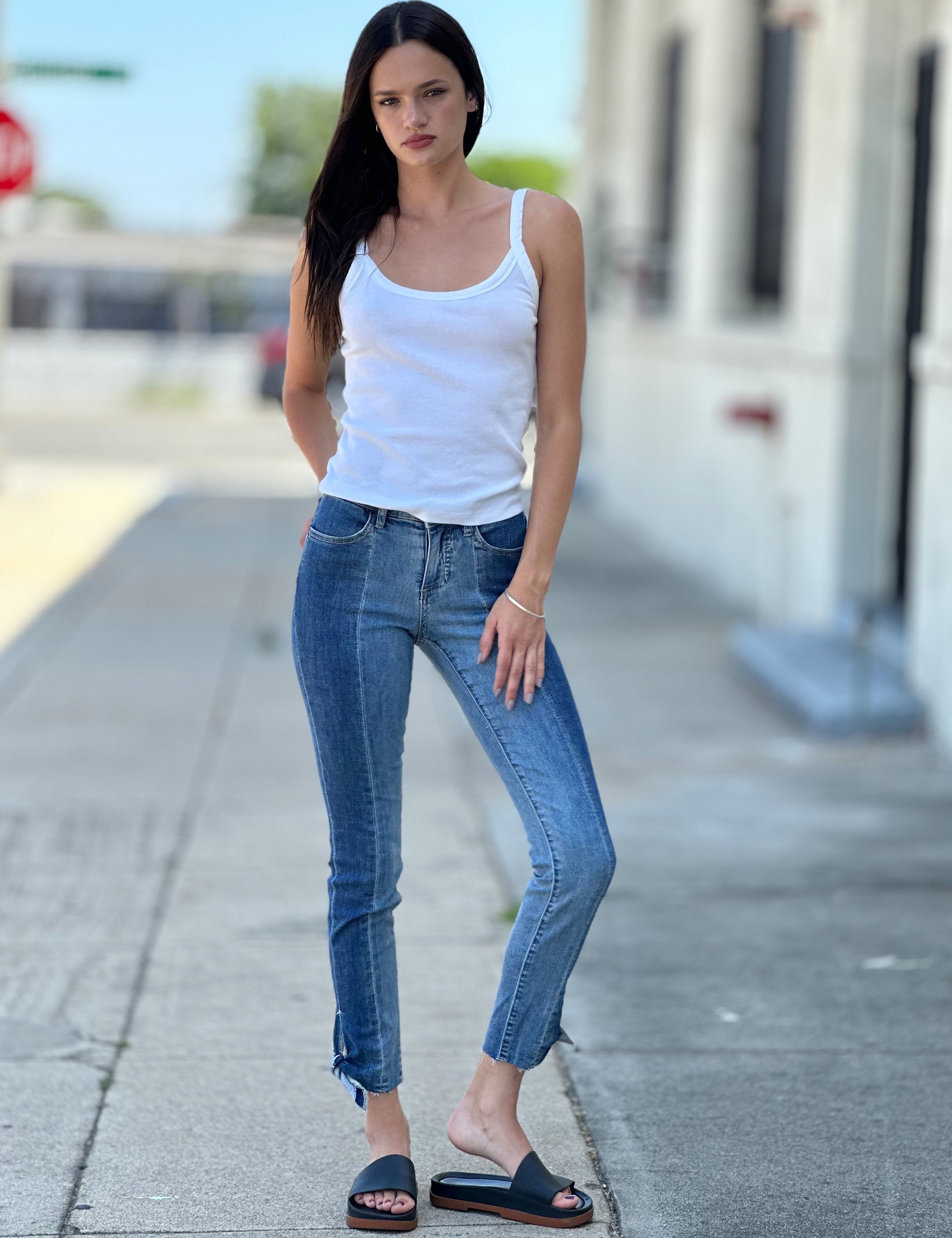 Retro Two-Tone Angle Fray Tie Jean – washlabshop