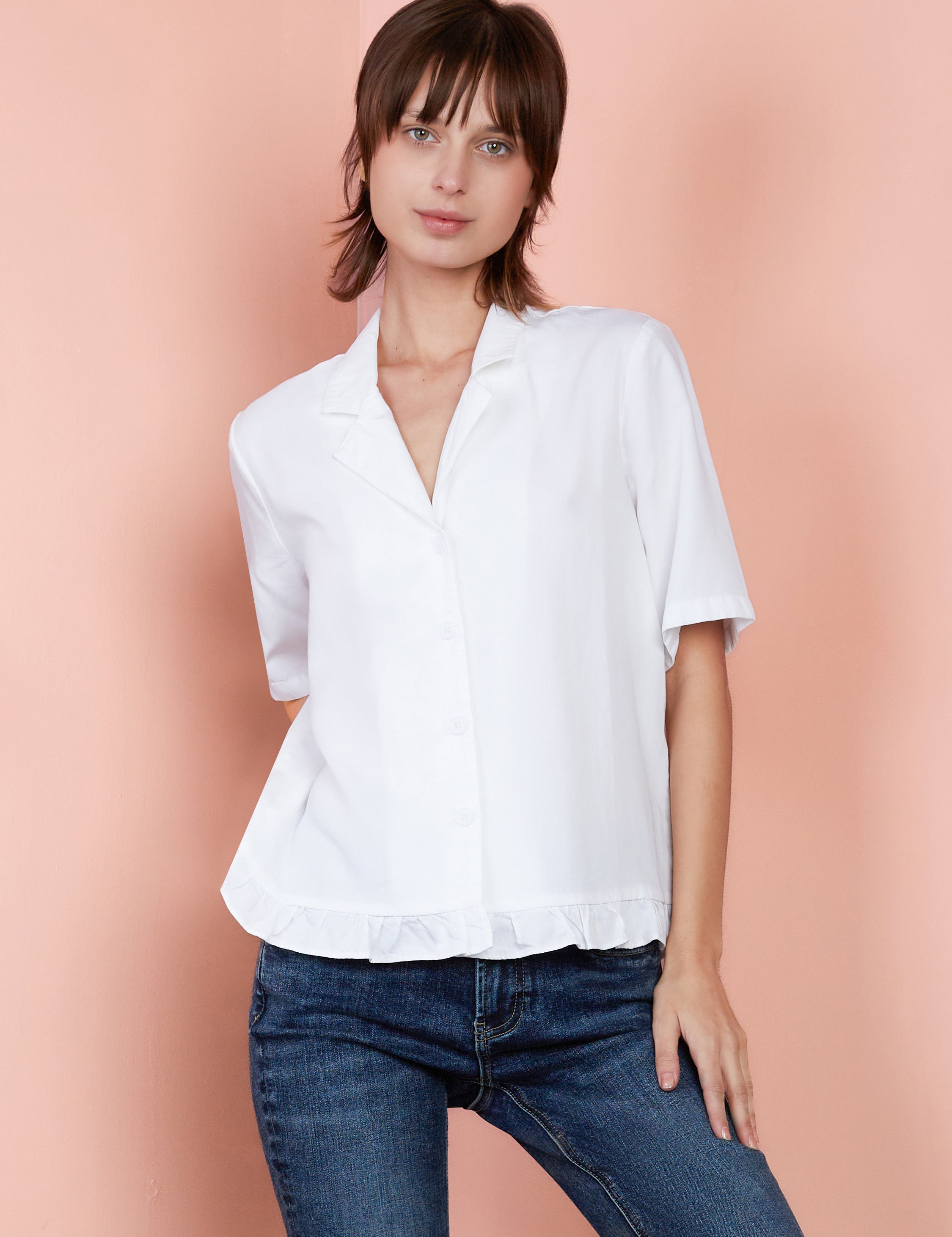 Women’s Notch Rue Shirt in Pleated French Style – Billy T – washlabshop