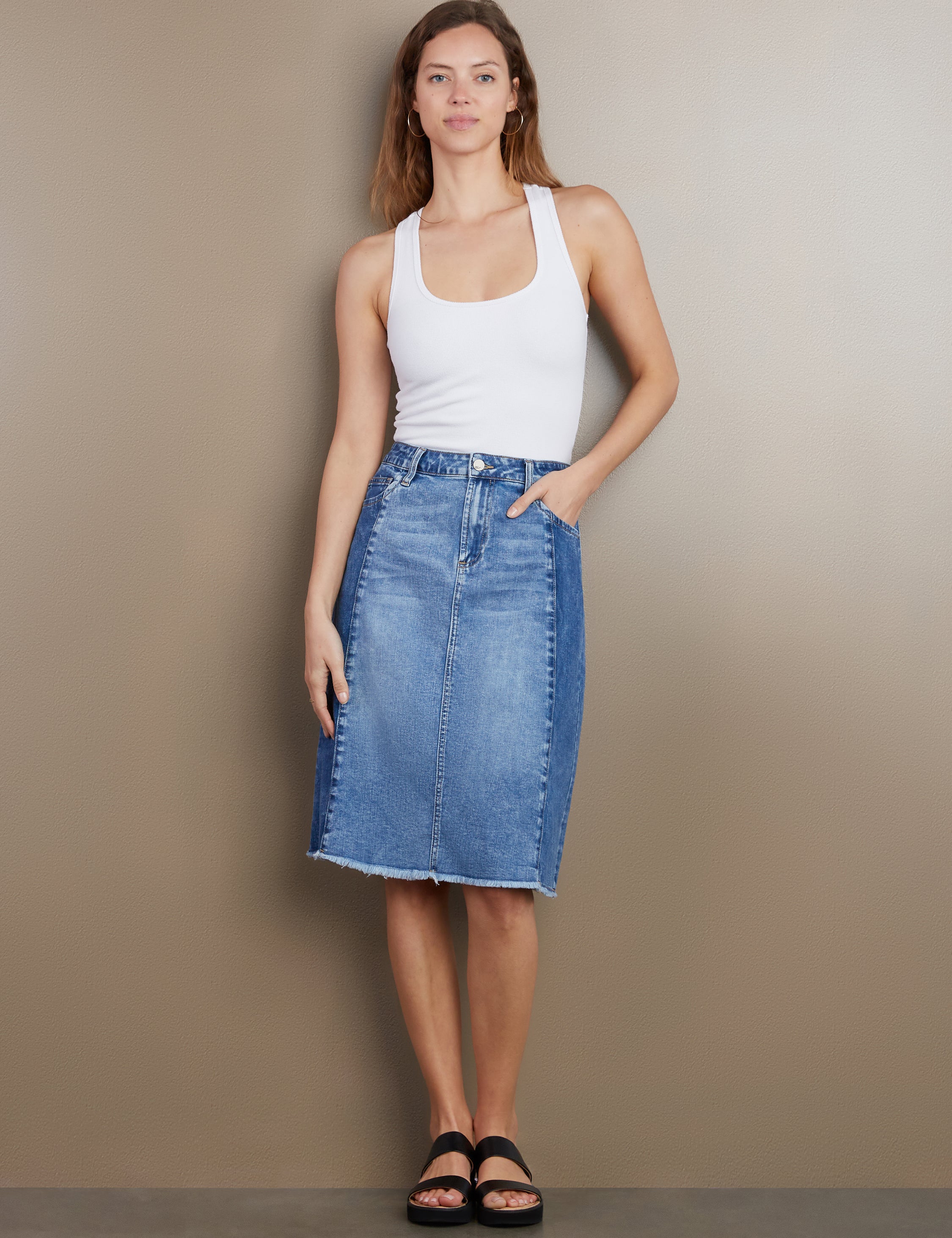 Women’s Two-Tone Short Jean Skirt – Wash Lab – washlabshop