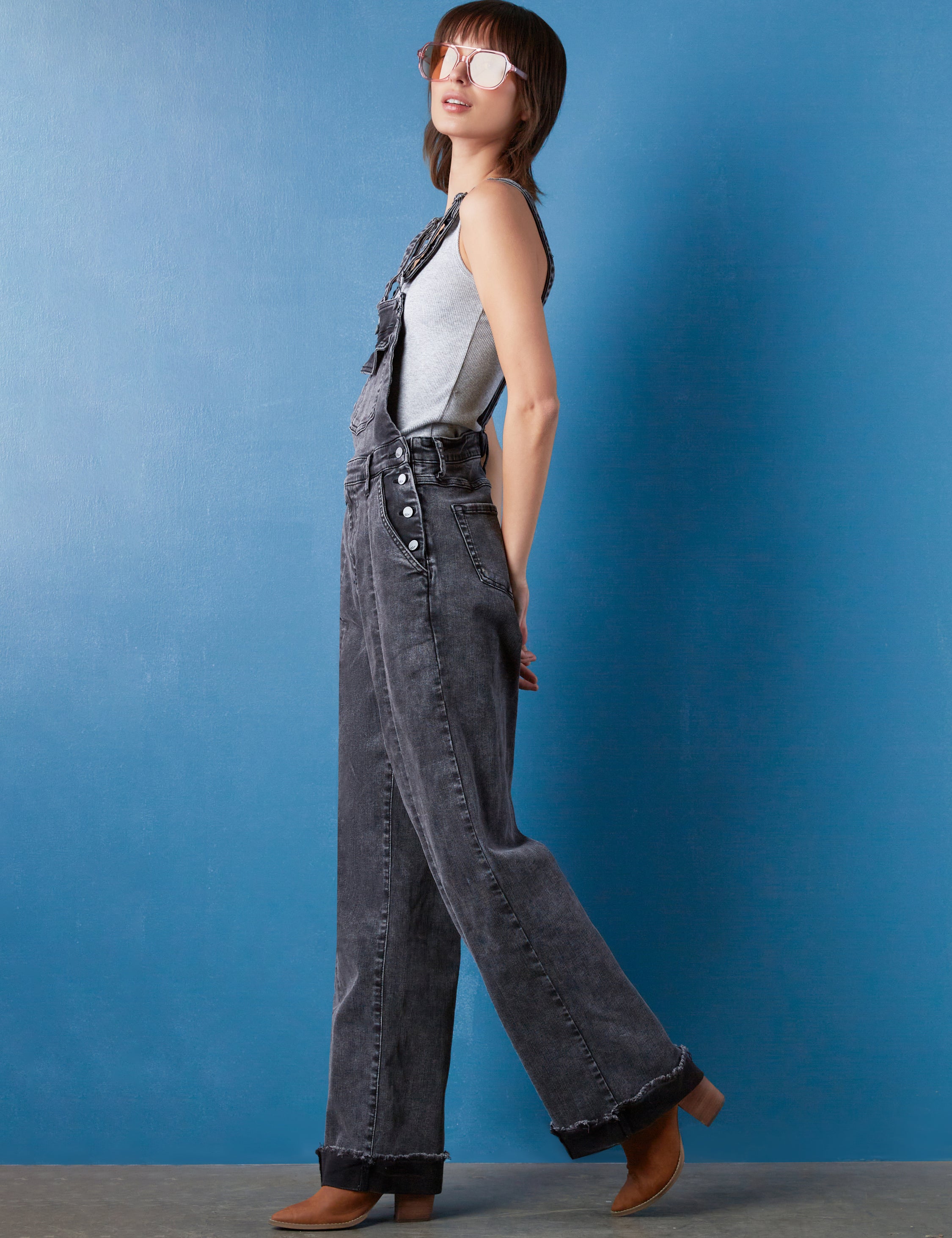 Women’s Union Wide-Leg Denim Overalls – Wash Lab – washlabshop
