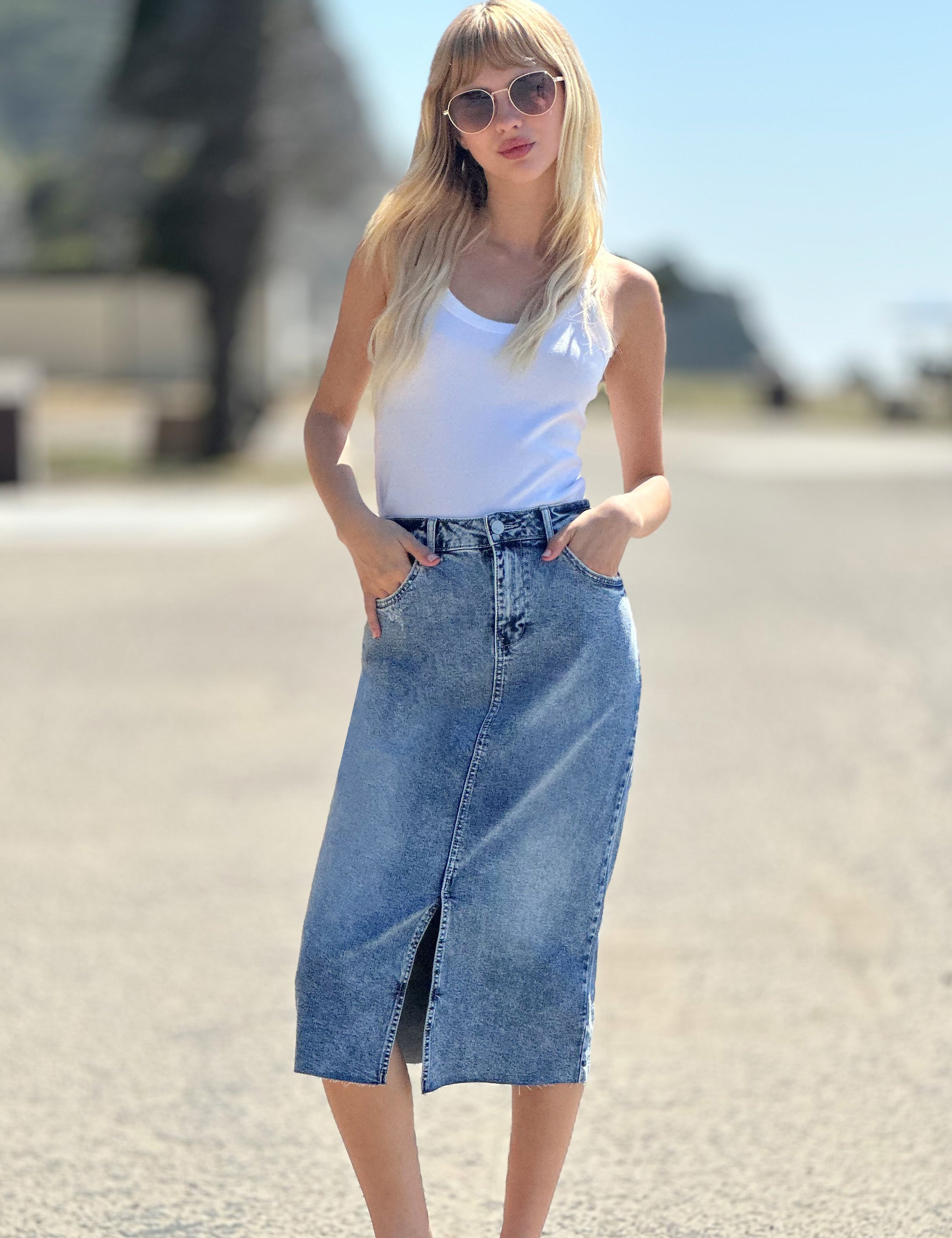 Sally Split Midi Skirt – washlabshop