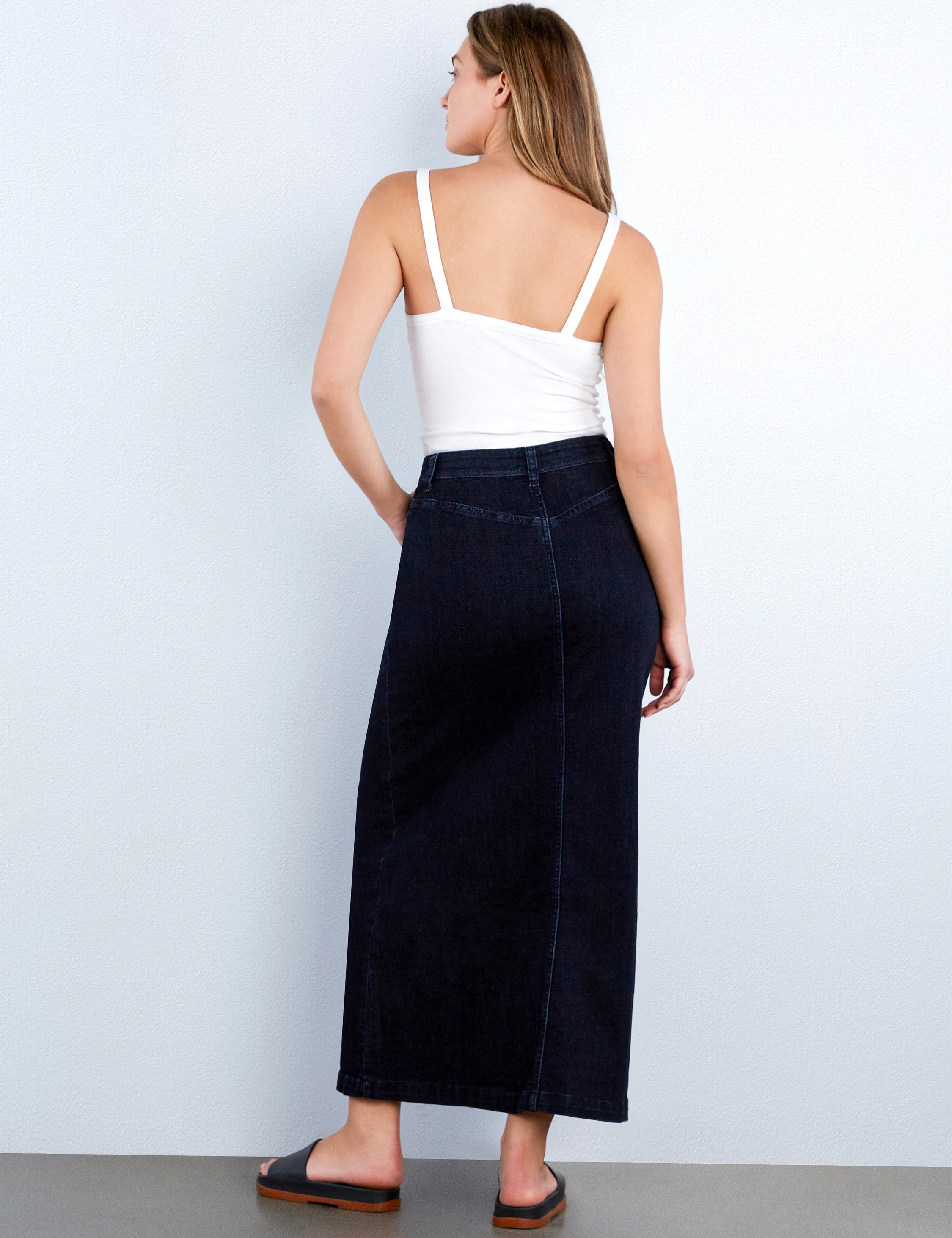 Women’s Button Front Maxi Skirt with Pocket Detail – Wash Lab – washlabshop