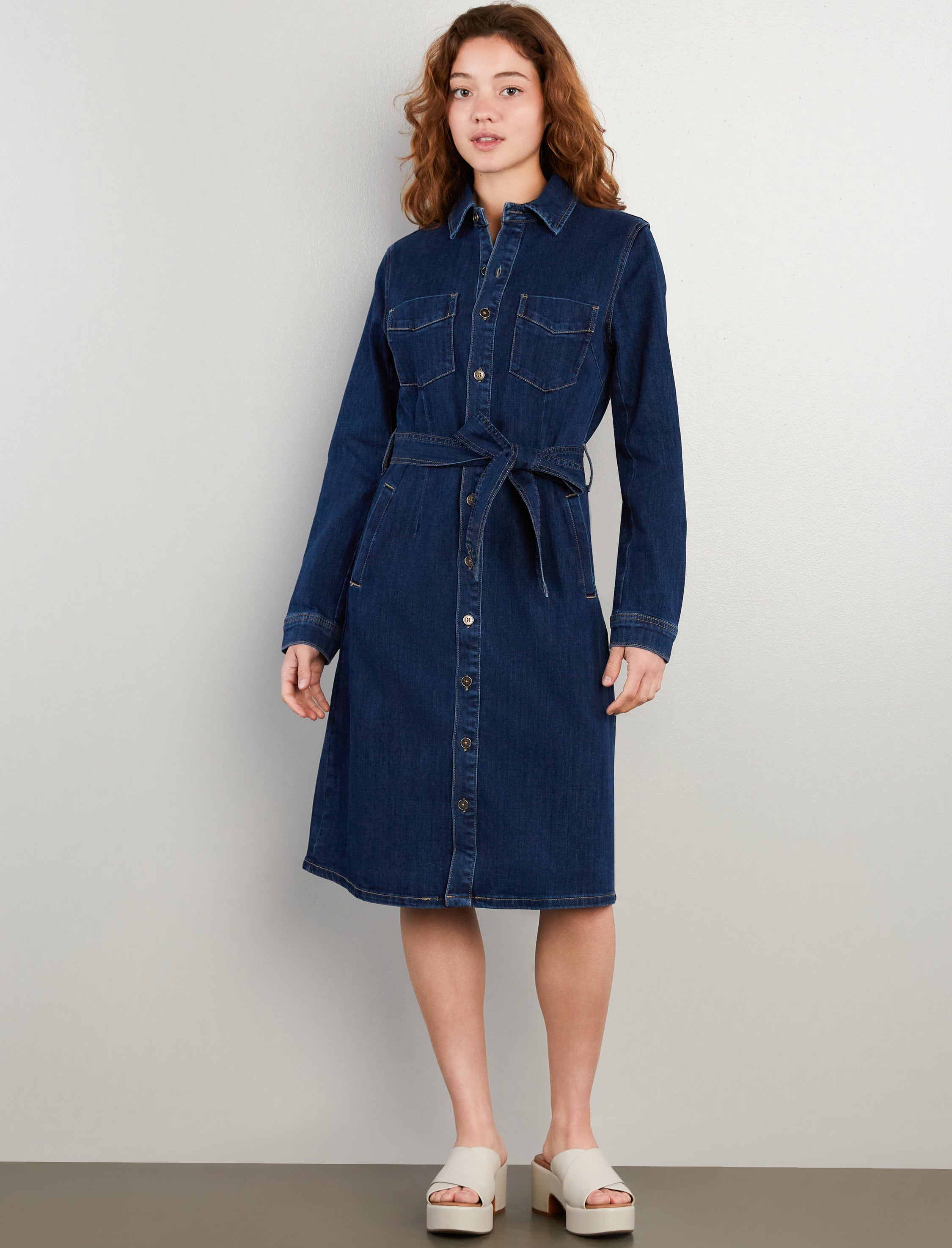 Women’s High-Up Denim Shirtdress – Wash Lab – washlabshop
